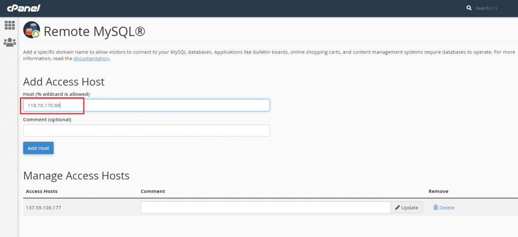 Hướng dẫn remote Mysql trên hosting sử dụng cPanel - Hướng dẫn TENTEN