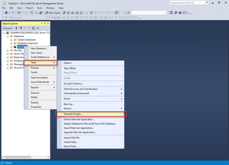 Hướng dẫn backup database từ phiên bản SQL server cao xuống phiên bản ...