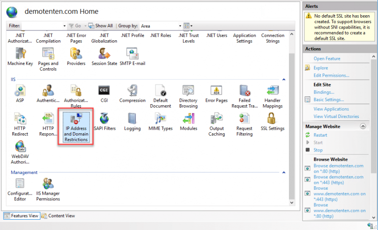 Limit connection IIS webserver - Hướng dẫn TENTEN