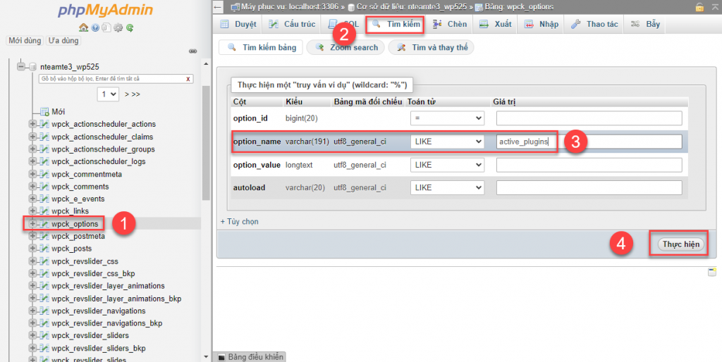 Hướng dẫn tắt toàn bộ Plugin từ phpMyAdmin - Hướng dẫn TENTEN