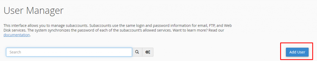 Cách sử dụng User Manager trong cPanel - Hướng dẫn TENTEN